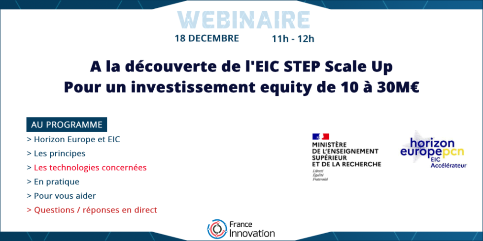 A la découverte de l’EIC STEP Scale Up Horizon Europe : Pour un investissement equity de 10 à ...